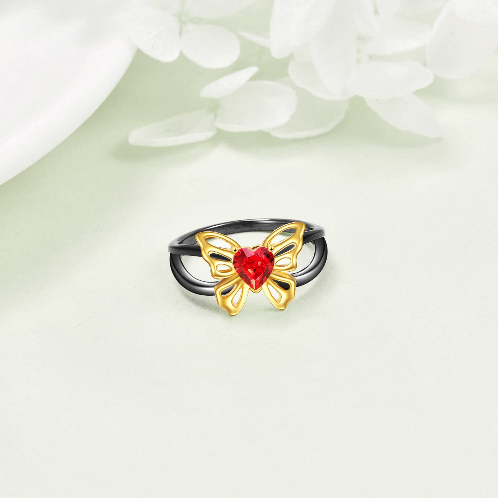 WTENIY Butterfly Ring Jewelry Gifts for Women Sterling Silver Gothic Witch Gothic Slytherin Ring