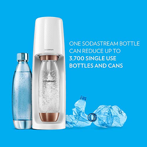 SodaStream Fizzi Sparkling Water Maker Bundle (Rose Gold), with CO2, BPA free Bottles, and bubly drops Flavors