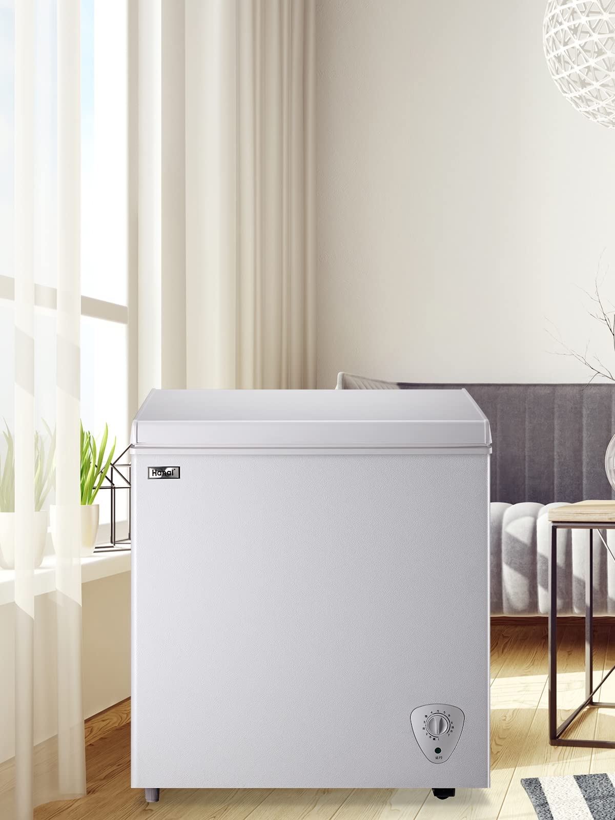 WANAI 5.0 Cu.Ft Compact Chest Freezers with 7 Adjustable Thermostat Top Open Door Freezer Compressor Cooling with Removable Storage Basket, Energy Saving Perfect for Home Bar Dorm or Apartment, Black