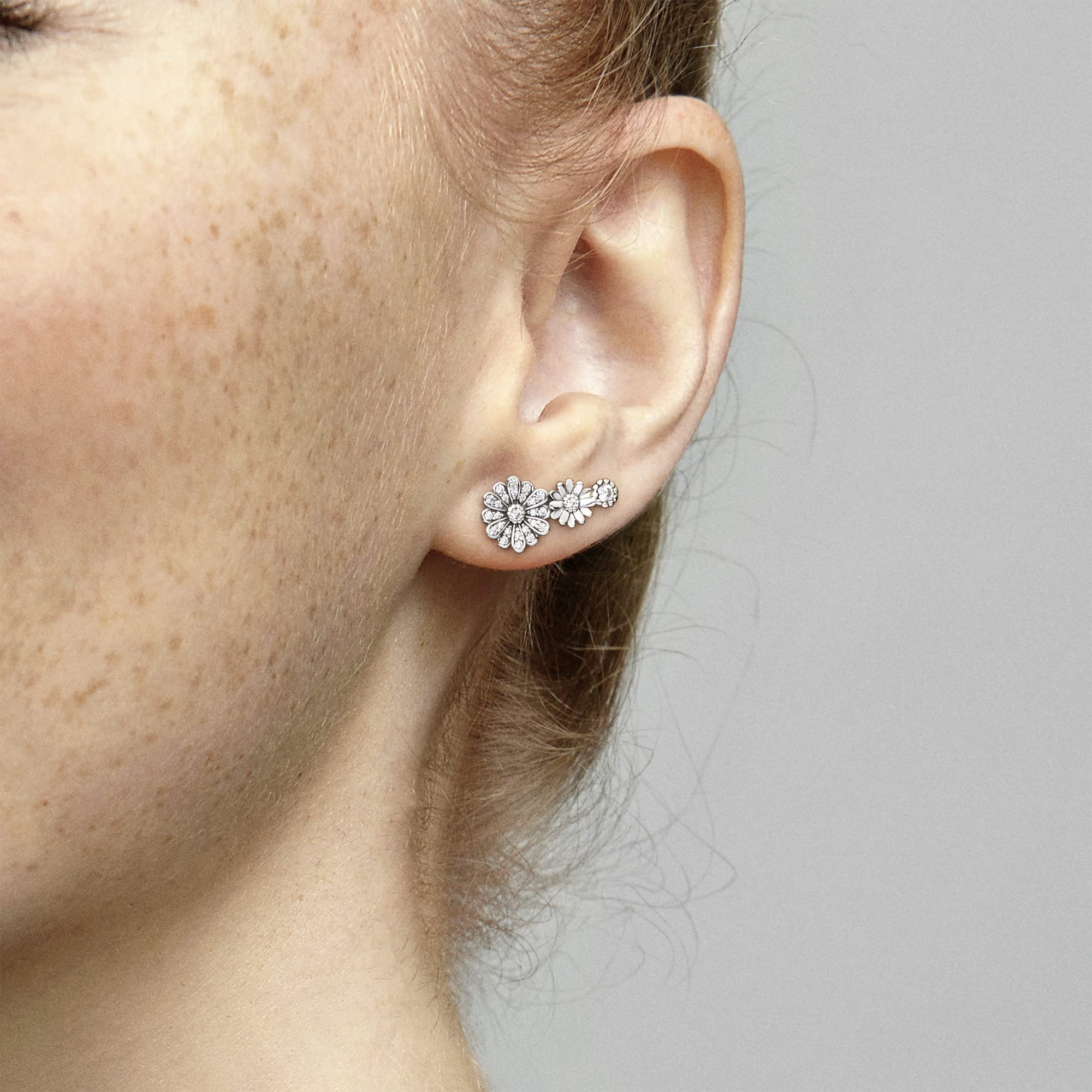 PANDORA Sparkling Daisy Flower Trio Stud Earrings - Great Gift for Her - Stunning Women's Earrings - Sterling Silver & Cubic Zirconia, No Gift Box