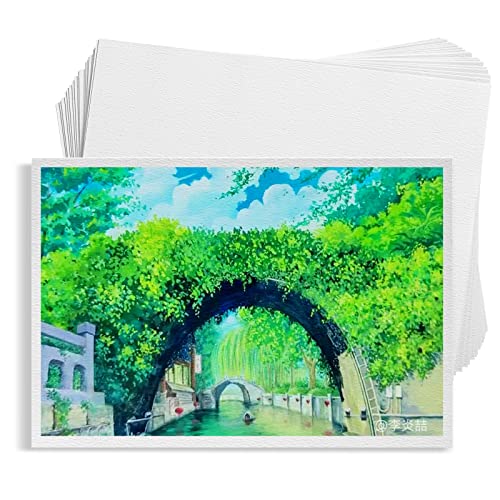 Paul Rubens 60 Sheets Watercolor Paper, Cold Press 50% Cotton&140lb /300gsm Acid-free Bulk White Paper for Artists, Students & Adults(7.68 * 5.31 inch)