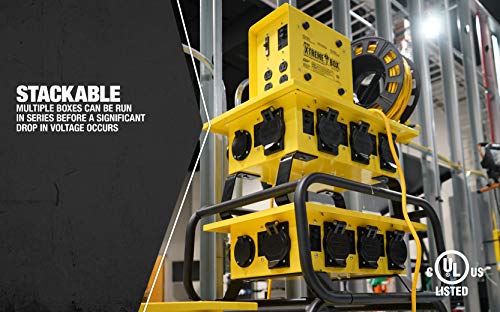 Southwire 019703R02 6506UGSX 50A Temp PWR X-TREME Box 6-Straight Blade SLED Base, 1 Pack, Yellow
