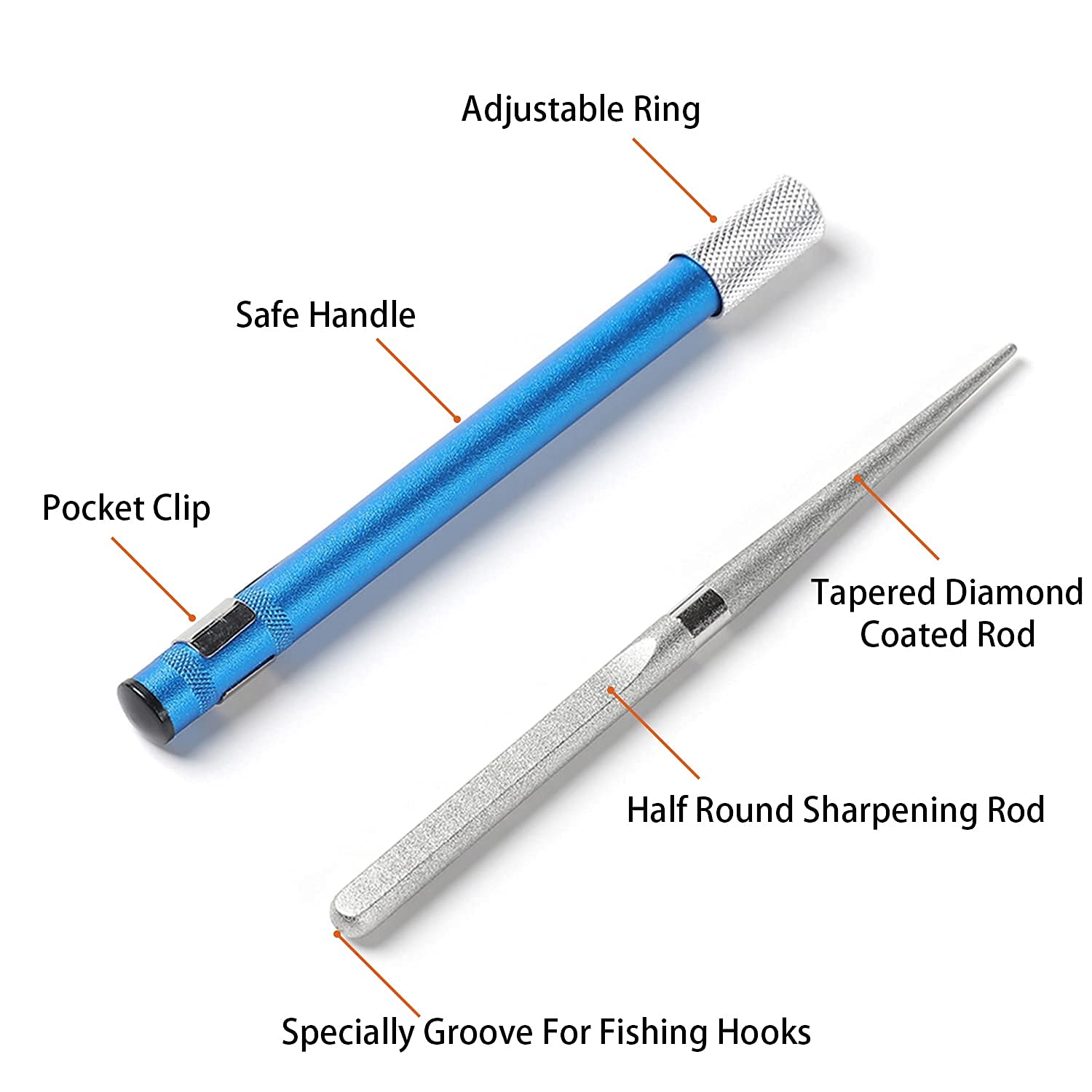 Serrated Knife Sharpener mini, Retractable Diamond Knife Sharpener, Outdoor Knife Sharpener Sharpens all Gardening Tools. Multi-use Hunting/Camping/Fishing and Kitchen Blue