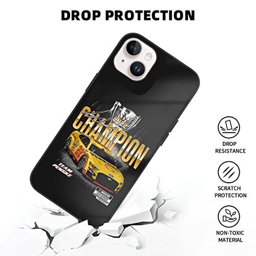 RATRIG Joey Logano 22 Compatible with iPhone 14/Plus Glass Case Bumper Protective Slim Shatterproof Shockproof Scratch Resistant Not Yellowing