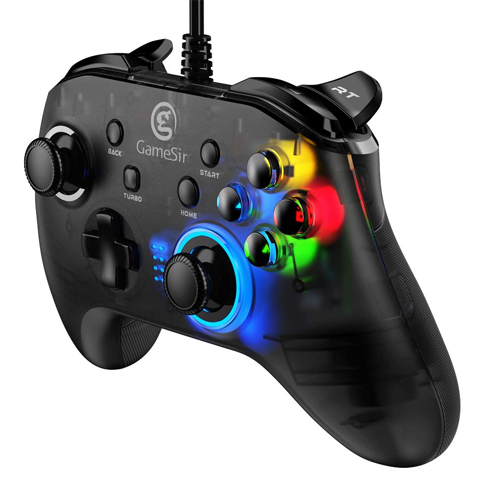 Wired PC Game Controller, GameSir T4w for Windows 7/8/8.1/10 with LED Backlight, Gamepad for PC with Dual-Vibration Turbo and Trigger Buttons (Renewed)