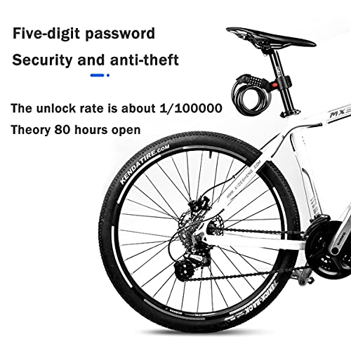UFFD Bike Lock,5-Digit Resettable Combination Lock with Mounting, 4 Feet Self Coiling Bike Cable Lock Bracket for Bicycle1/2 Inch Diameter (Color : Black, Size : 1.2M)