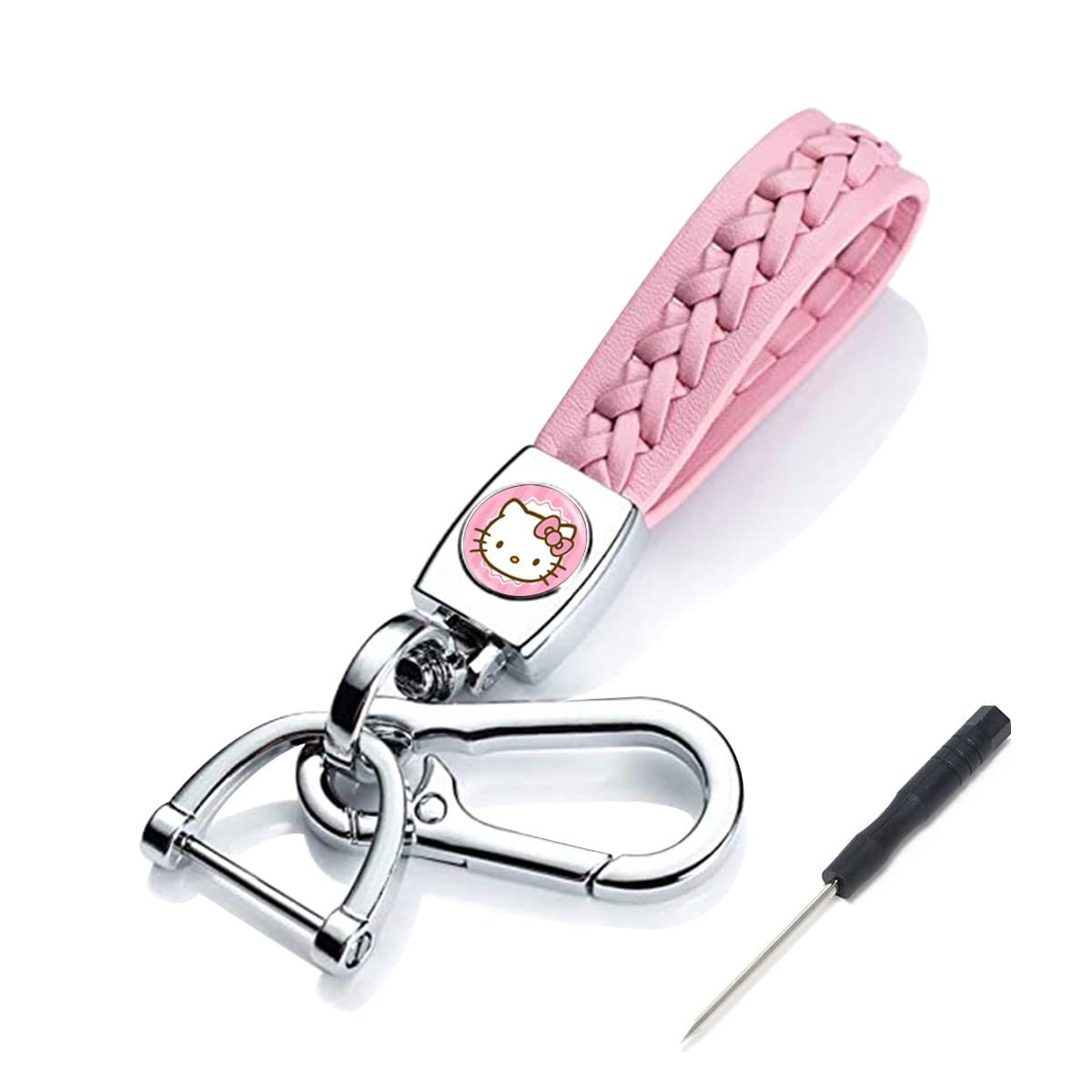 TOATEE for Hello Kitty Keychain Leather Key Chain Cute Keychains Kawaii Keyring For Hello Kitty Car Accessories(Braided rope style)