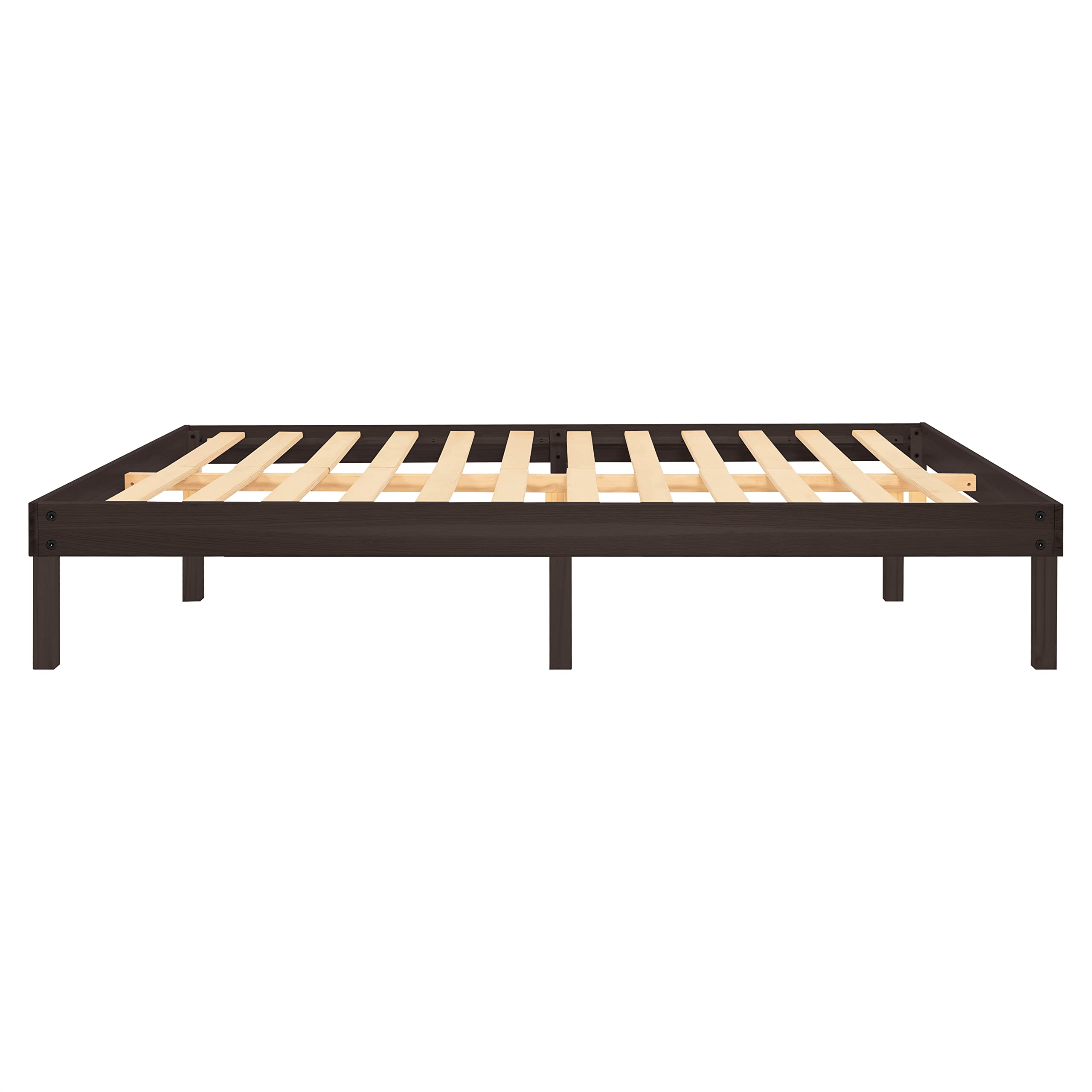 Naomi Home Lucia 14 Inch Solid Wood Platform Bed Twin XL Bed Frame, Pine Wood Twin XL Platform Bed Frame, No Squeak Bed Frame, Bed Frame Twin XL Size, No Box Spring Needed, Sturdy Bed Frame - Espresso