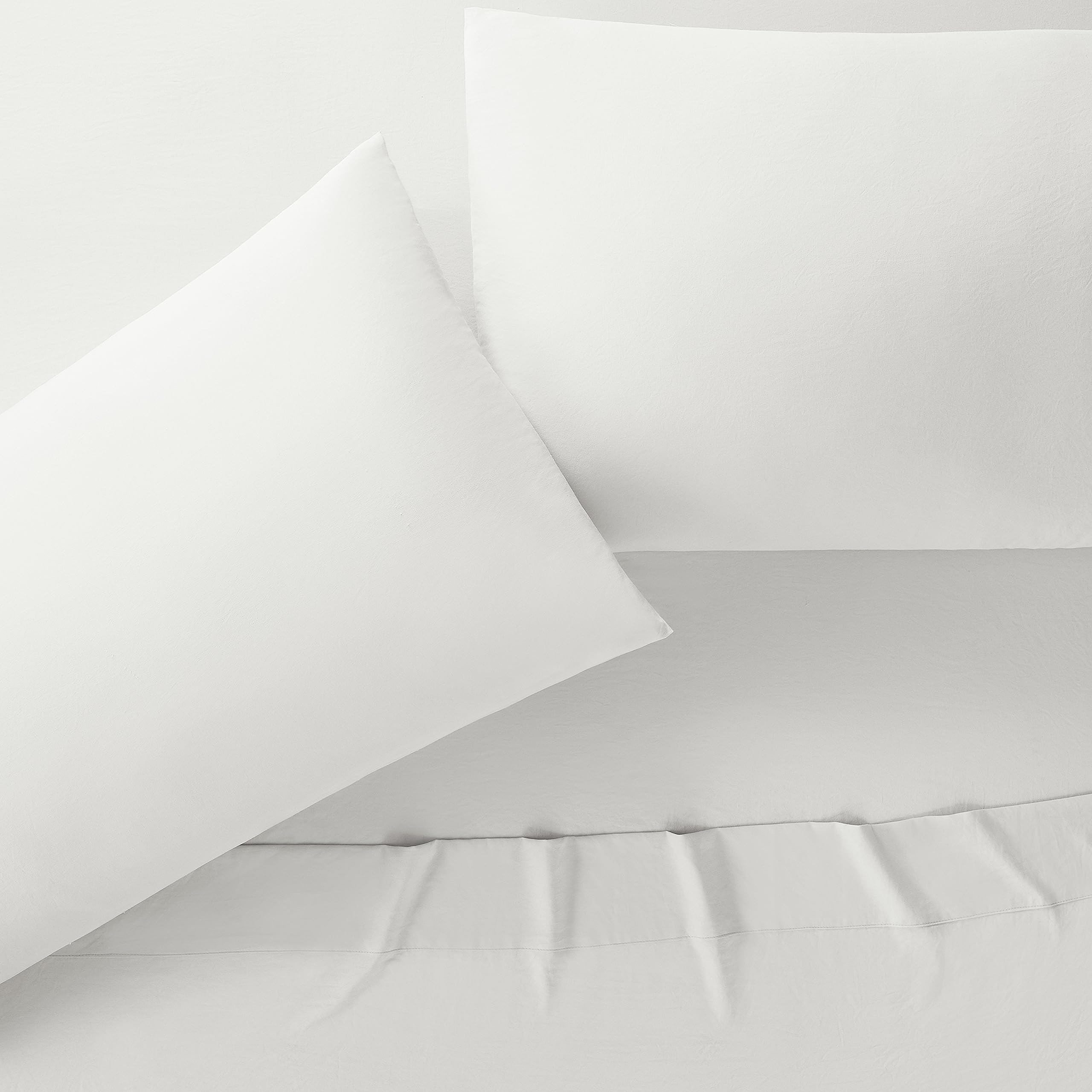 Serta Supersoft Washed Cooling 4 Piece Bed Sheet Set with Pillow Covers for All Season, Queen, Snow White