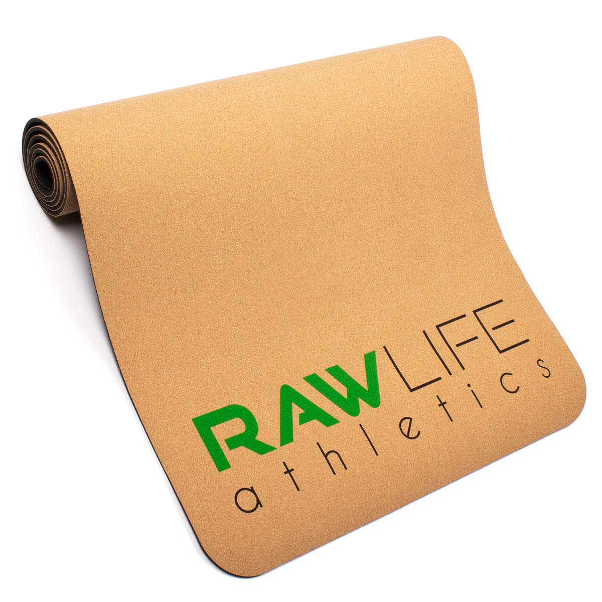 Raw Life Athletics Cork Yoga Mat - Non-Slip Surface - Sweat Resistant - 72" x 24" x 5mm Thick Natural