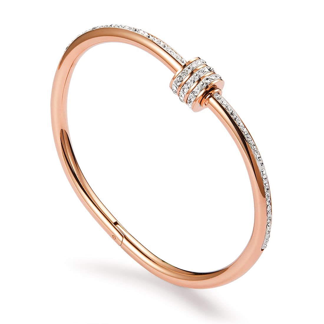PANSTAR Golden Bracelet for Women, Simple Design Bangle Bracelets With Sparkly Cubic Zirconia Shines in Summer(GOLD)