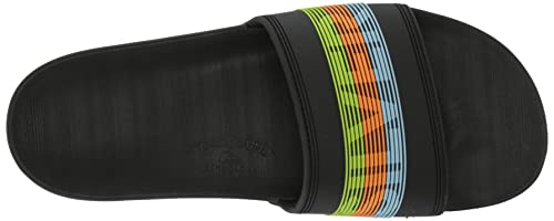 Quiksilver Men's Rivi Wordmark Slide 3 Point Sandal, Black/Orange/Blue, 11