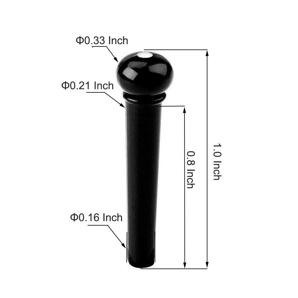 Plastic Acoustic Guitar Bridge Pins Pegs-6pcs with 1pc Bridge Pin Puller Remover Guitar Parts Replacement Tool-Black