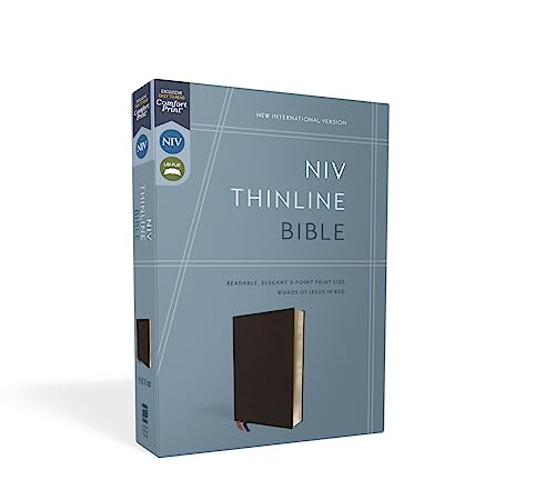 NIV, Thinline Bible, Bonded Leather, Black, Red Letter, Comfort Print