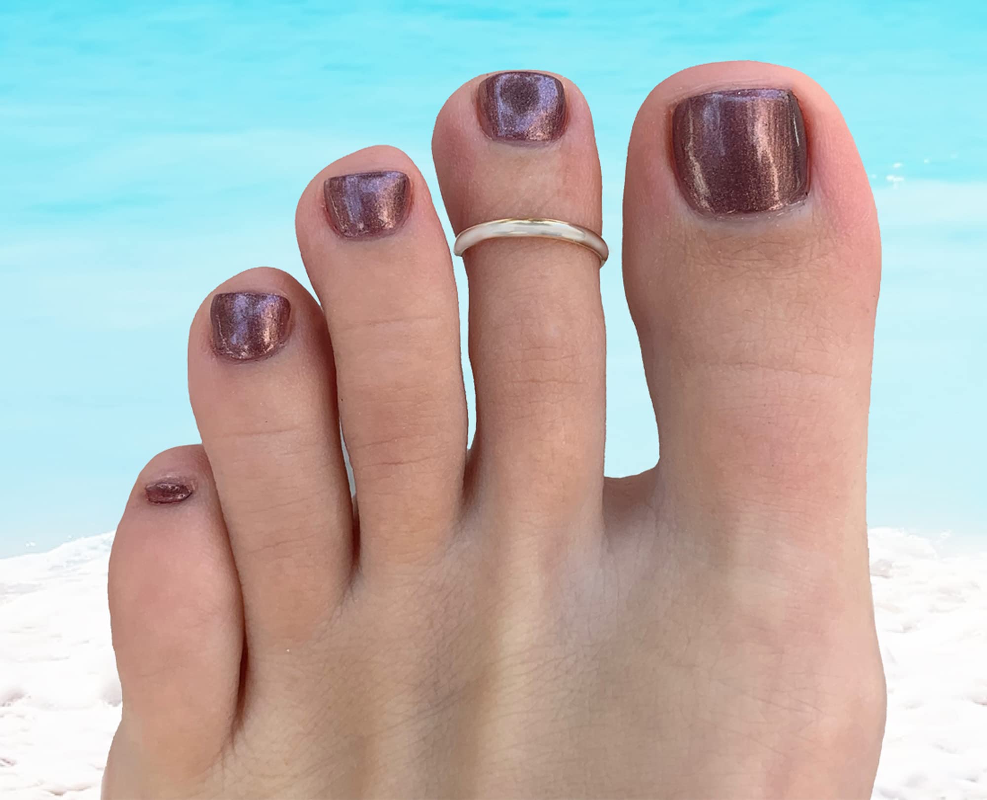 TOE RINGS & THINGS | 1mm .925 Sterling Silver Adjustable Toe Ring | Unisex | Simple Silver Band