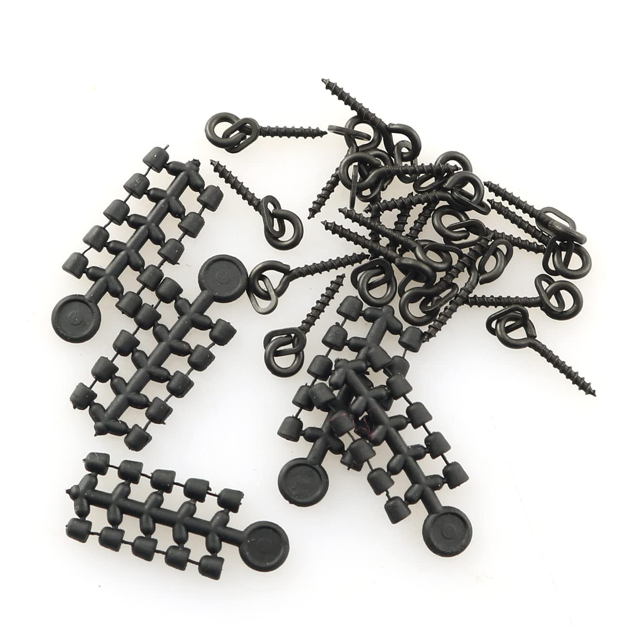 WHYHKJ Carp Fishing Accessories Kit 20pcs Screw Peg with Oval Ring Swivel D-Rig Chod Rig Terminal Tackle Bait Holder Screw and 50pcs Hook Stop Beads