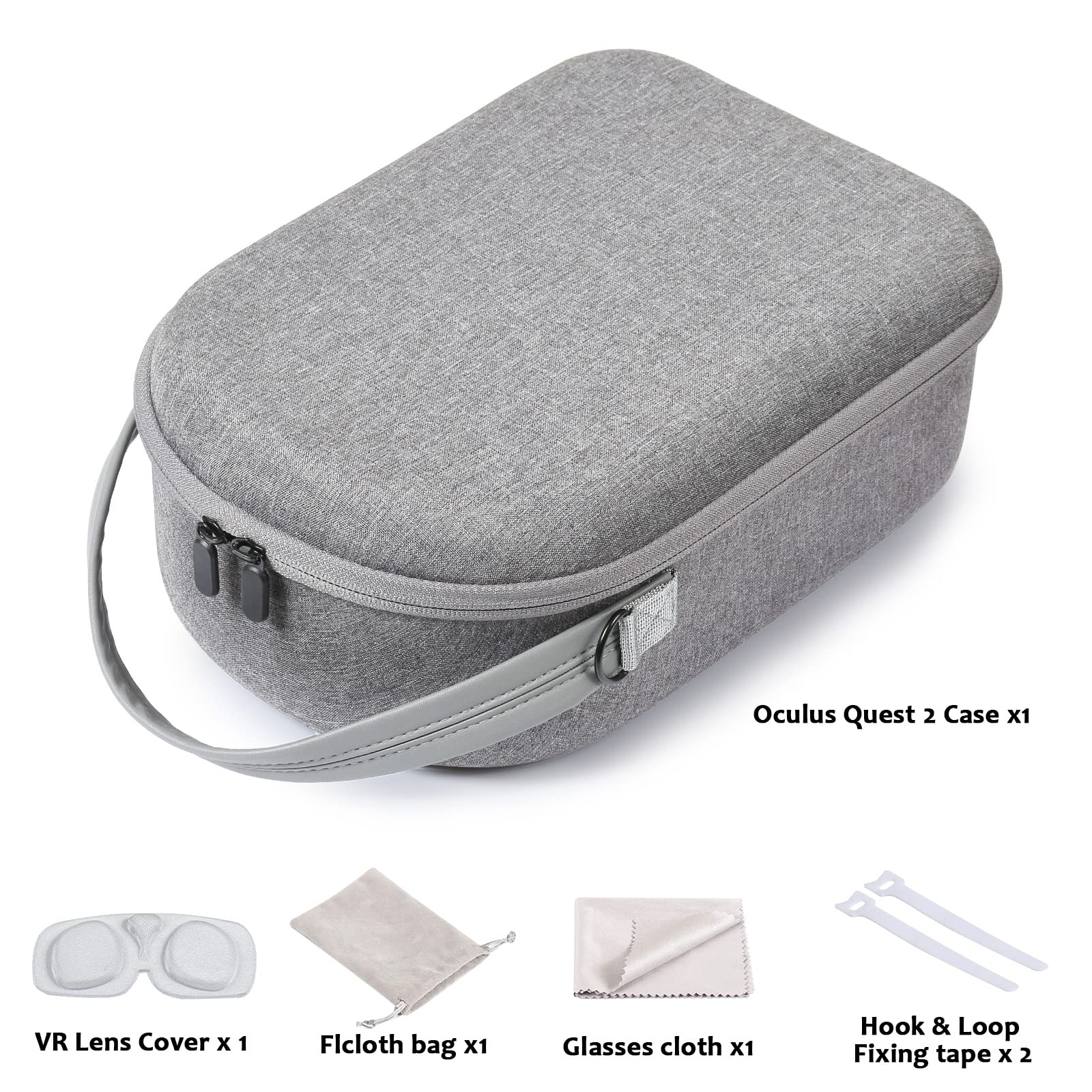Txtcu Case for Oculus Quest & Quest 2 & Elite Strap, Hard EVA Carrying Case Storage Box for Oculus Quest Headset and Controllers(Gray)
