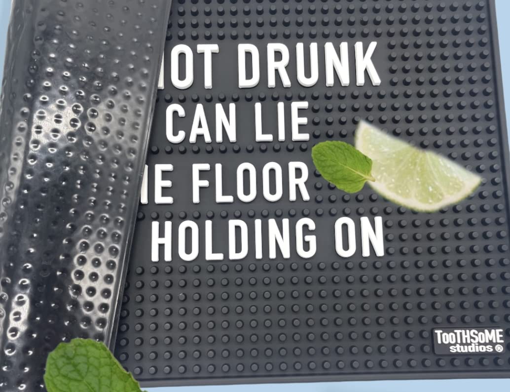You're Not Drunk If You Can Lie On The Floor Without Holding On 17.7" x 11.8" Funny Bar Spill Mat Rail Countertop Accessory Home Pub Decor Slip Resistant for Craft Brewery Kitchen Cafe and Restaurant