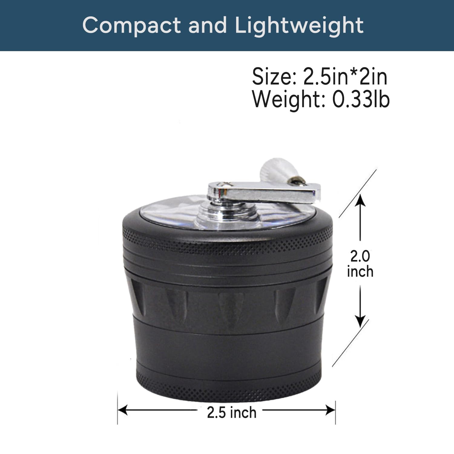 Spice Grinder 2.5 inch(Aluminum, Black)