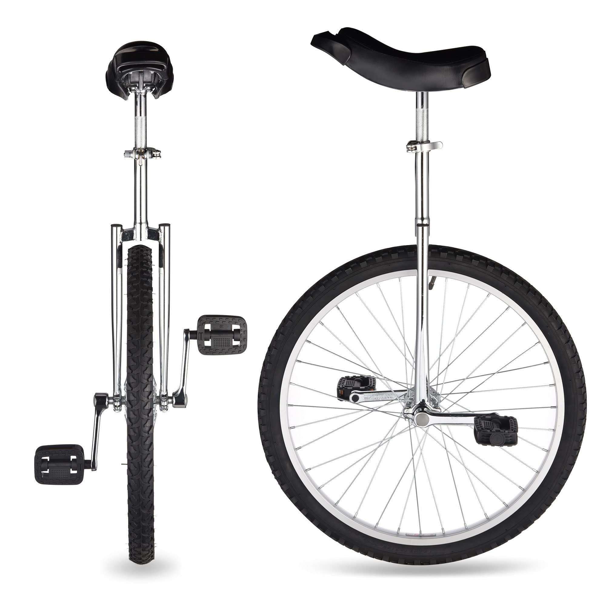 OEM Control Best Gift Chrome Polished 24 Inch in 24" Mountain Bike Wheel Frame Unicycle Cycling Bike with Comfortable Release Saddle Seat