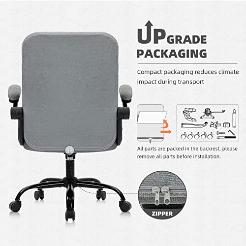 SEATZONE Home Office Chairs with Wheels, Comfortable Ergonomic Flip-up Armrest Adjustable Computer Desk Chair Backward Tilt