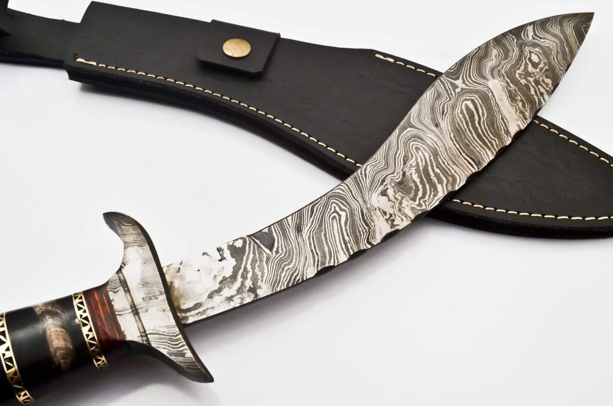 Rare Custom Damascus Custom Art Knife Hunting Knife | Outdoor Knife Camping Knife | Beautiful Stag Handle with Free Genuine Leather Sheath KH-890