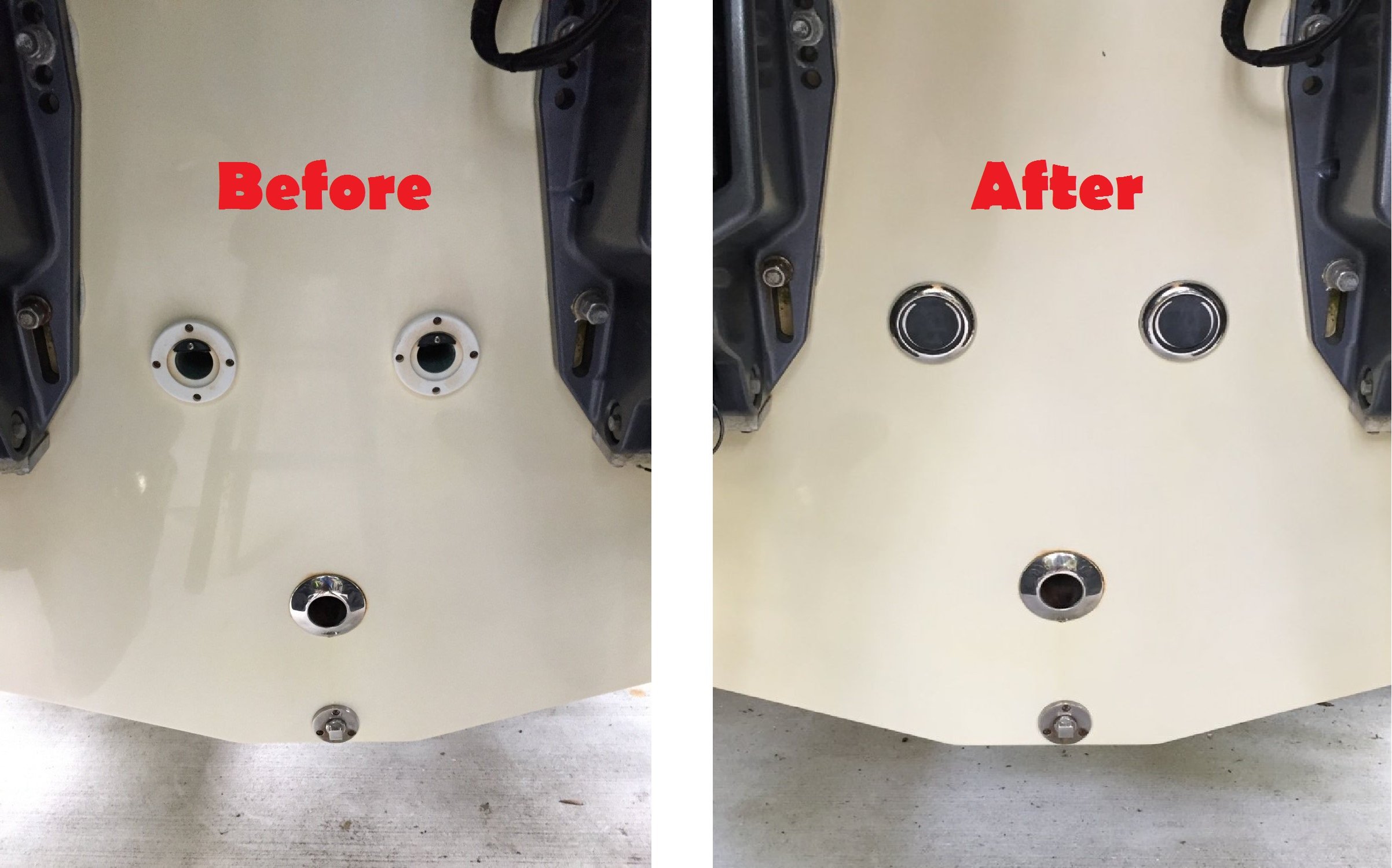 Plug Pads EZ Scupper - 3M VHB Tape Mounted Boat Scupper - No Screws or Sealants Required! - Transom Mount Only