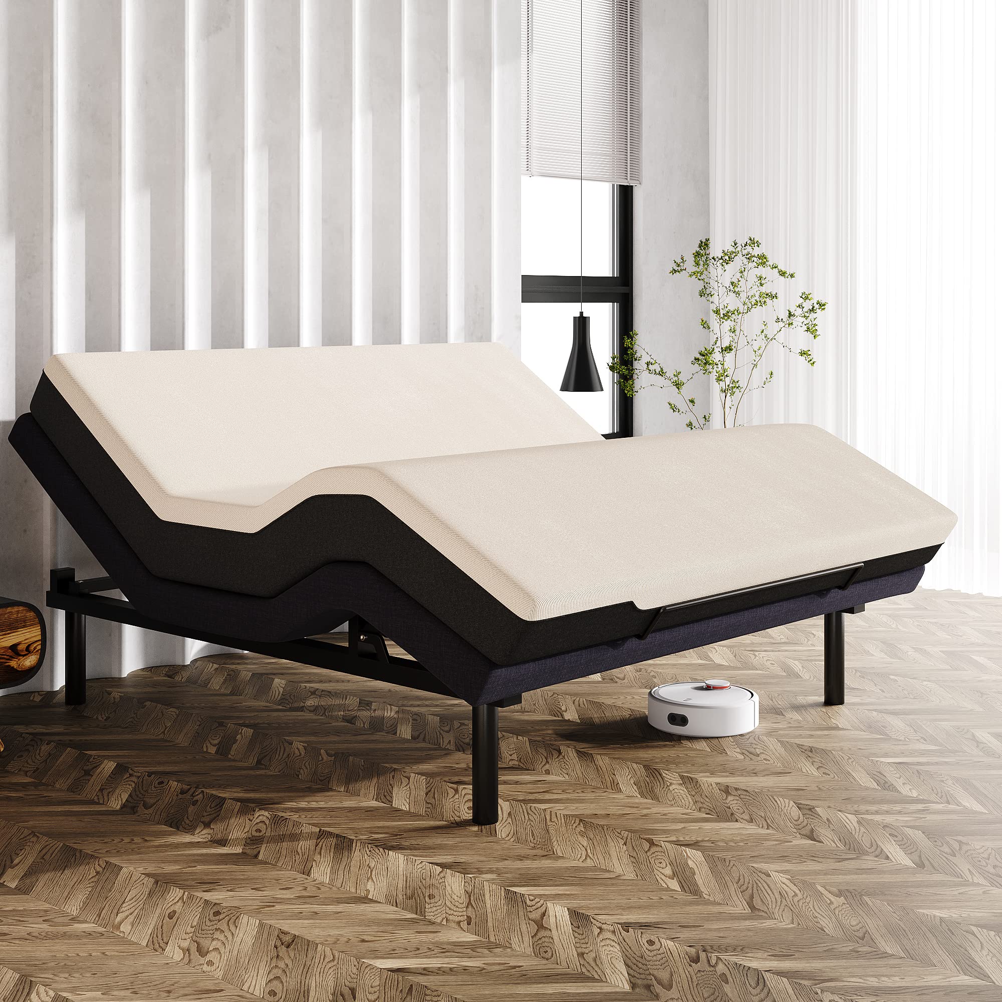 MUTICOR King Size Adjustable Bed Frame Ergonomic Bed Base with Independent Head and Foot Incline, Wireless Remote, Quiet Motor, Anti-snore, Zero-Gravity, Quick Assembly, 2023 Model, Thick