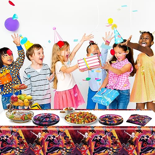 Spider Miles Birthday Party Supplies For Kids Include 20PCS Plates,20PCS Napkins And 1PC Table Cover Birthday Party Tableware