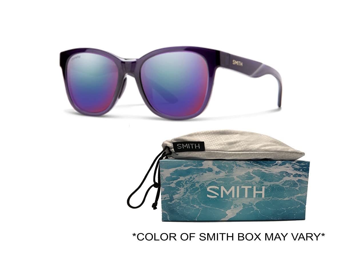 SMITH Caper 141/DF 53MM Crystal Midnight/ChromaPop Polarized ChromaPop Polarized VIolet Mirror Rectangular Sunglasses for Men for Women + BUNDLE with Designer iWear Eyewear Kit