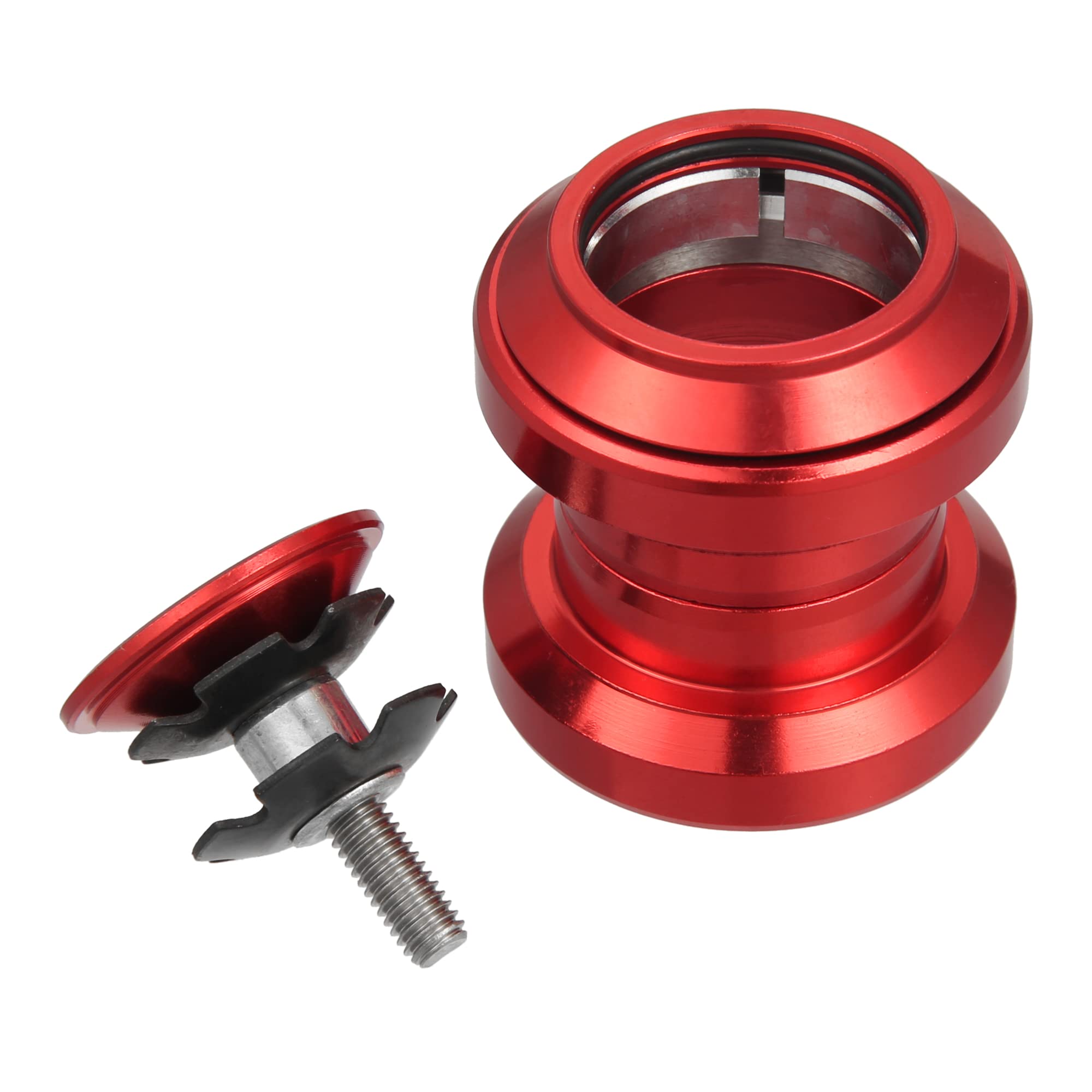 X AUTOHAUX 34mm 1-1/8" Threadless Bicycle Headset Combo Bike Threadless External Headset Sealed Cartridge Bearings MTB Road Headset with Top Cap Red