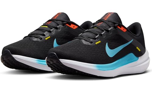 NIKE Womens W Air Winflo 10 Running Shoe, BLACK/BALTIC BLUE-SPEED YELLOW-WHITE, 8 UK