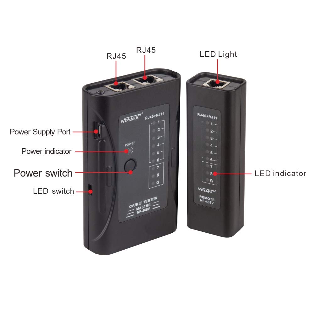 NOYAFA Network Cable Tester for RJ45/RJ11/RJ12/CAT5/CAT6/CAT7 Wire Test Tool, NF-468V