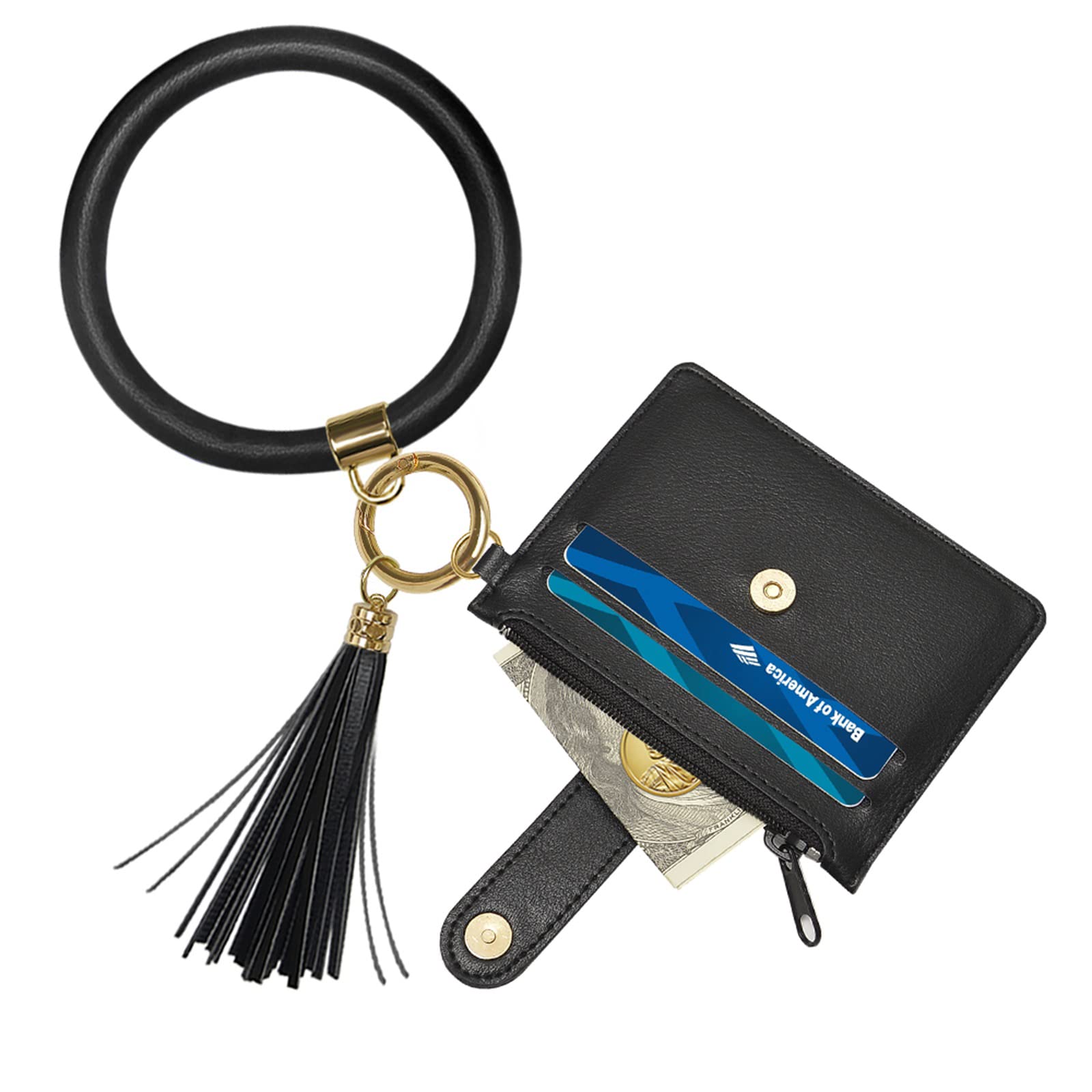 SHANSHUI Key Ring Bracelet,Keychain Bangle Wristlet Bracelet Tassel Card Key Holder Women