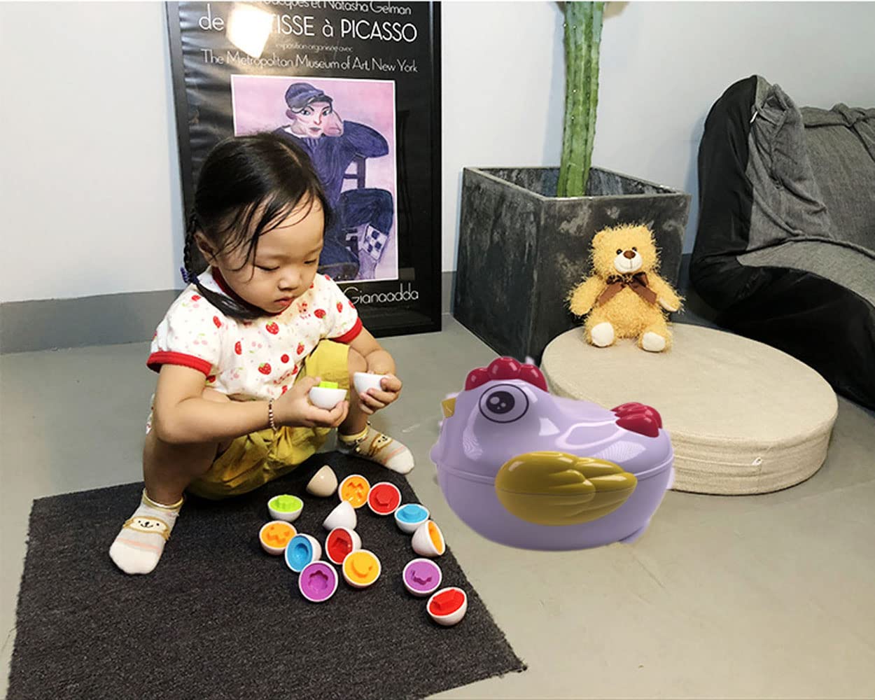 U-Nice Matching Easter Eggs 12 PCS Educational Preschool Game, Color and Shape Recognition Skills, Learning Toy Gift for Toddler 1 2 3 Year Old.