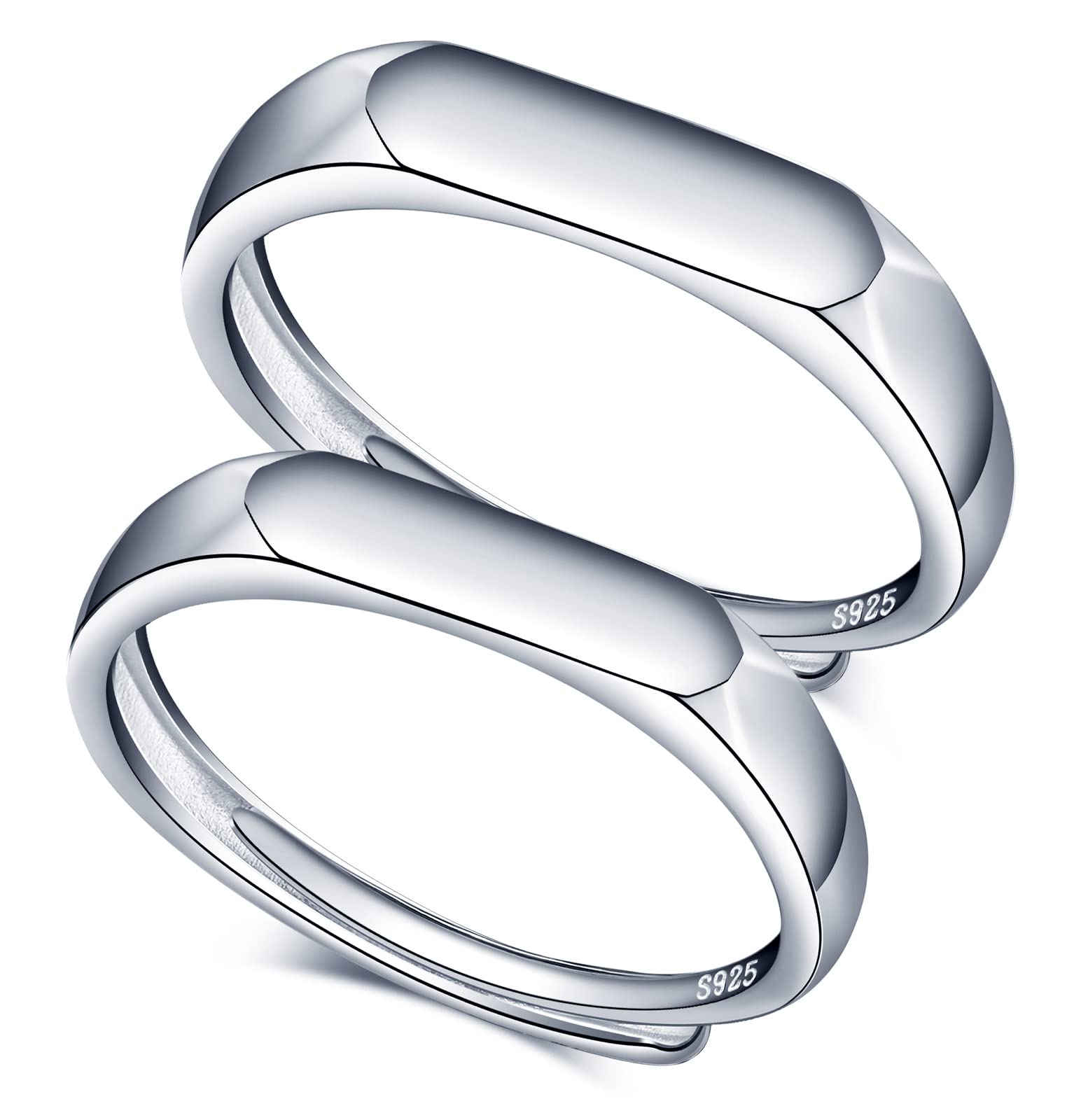 UMIERUI Promise Rings for Couples 925 Sterling Silver Couple Rings Set Engagement Wedding Ring Band Adjustable Couple Ring