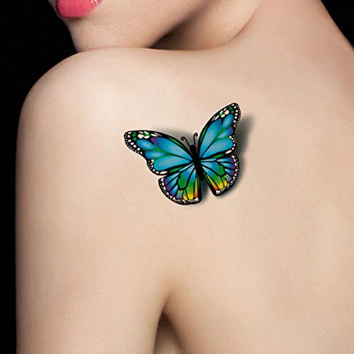 TAFLY 3D Colorful Butterfly Body Art Temporary Tattoos Waterproof Sticker 5 Sheets