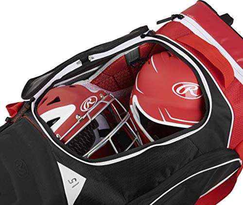 Rawlings | R1502 Wheeled Catcher's Bag | Baseball/Softball | Scarlet