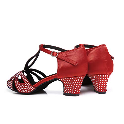 Pierides Women's Rhinestone Ballroom Dance Shoes Latin Salsa Performance Wedding Dance Shoes,2" Heel,6.5 US