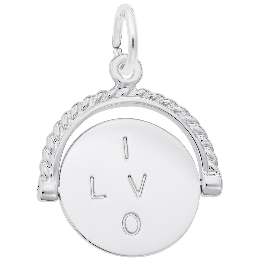 Rembrandt Charms 925 Sterling Silver I Love You Spinner Charm Pendant