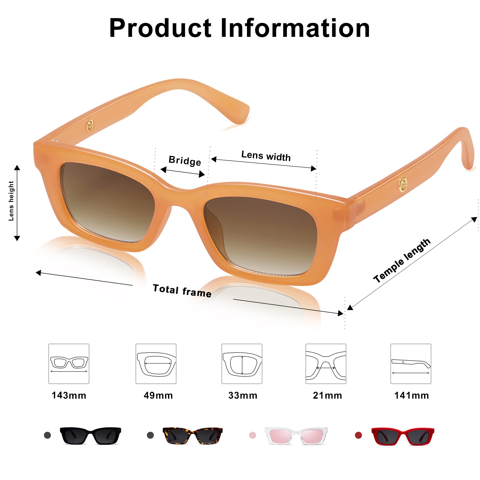 SOJOS Rectangular Retro Skinny Sunglasses for Men and Women UNITY SJ2134 with Tortoise Frame/Grey Lens