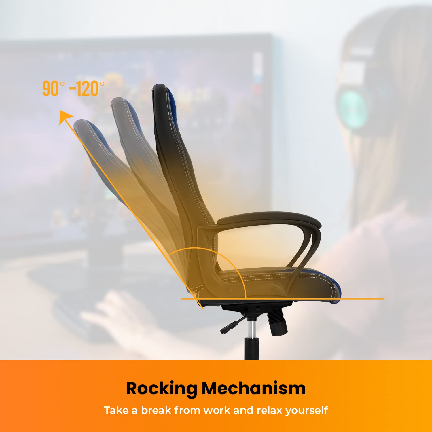 Office Chair PC Gaming Chair Cheap Desk Chair Ergonomic PU Leather Executive Computer Chair Lumbar Support for Home Office
