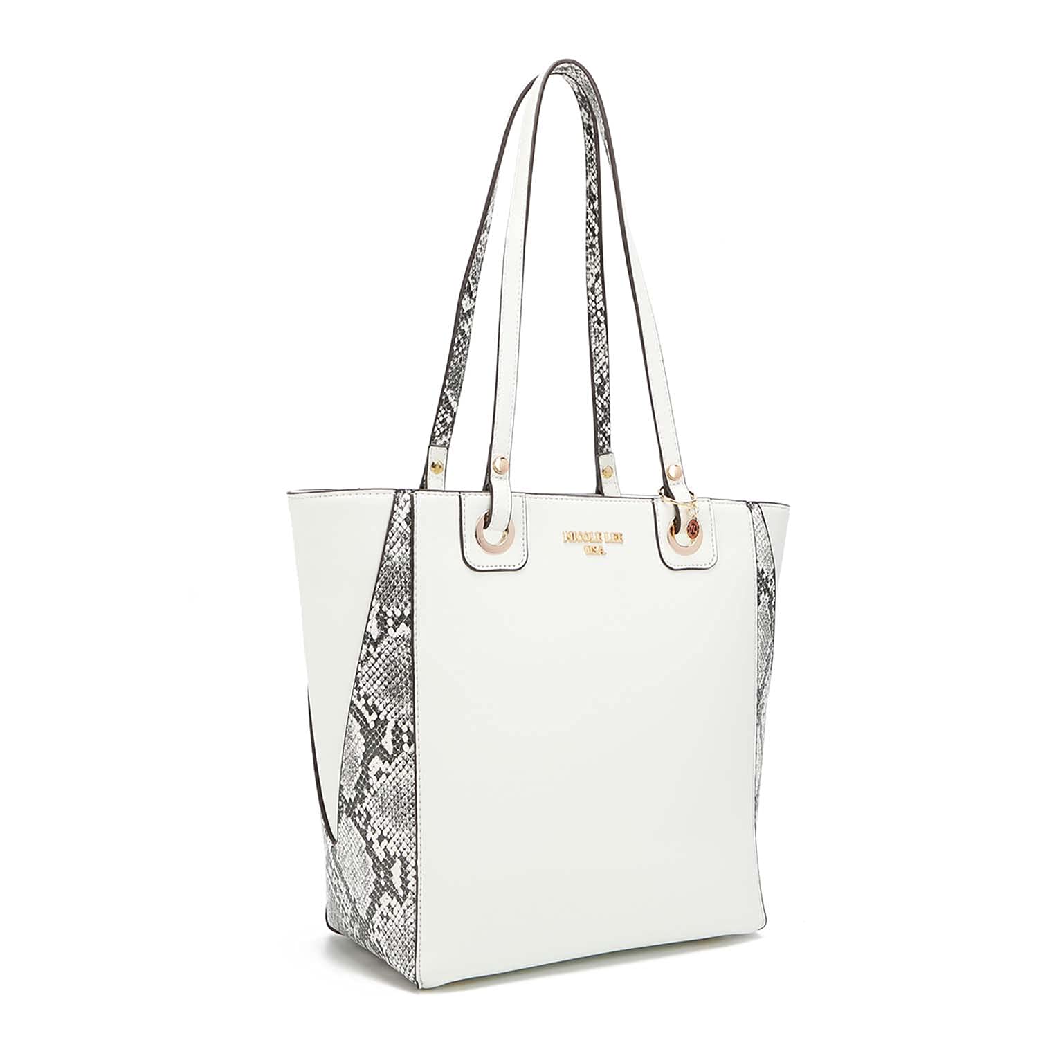 Nicole Lee Natalia 3 Piece Set (Shopper, Mini Satchel Crossbody, Clutch) (WHITE)