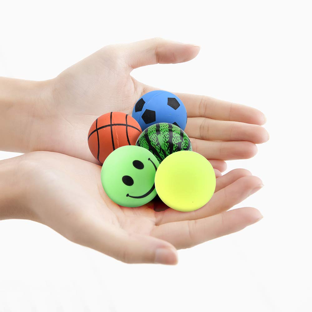 Onepine 12 Pieces Large Bouncy Balls for Kids 5 Styles Superball in Bulk Includes 4 Bright Luminous Bouncy Balls,1.65inch/42mm