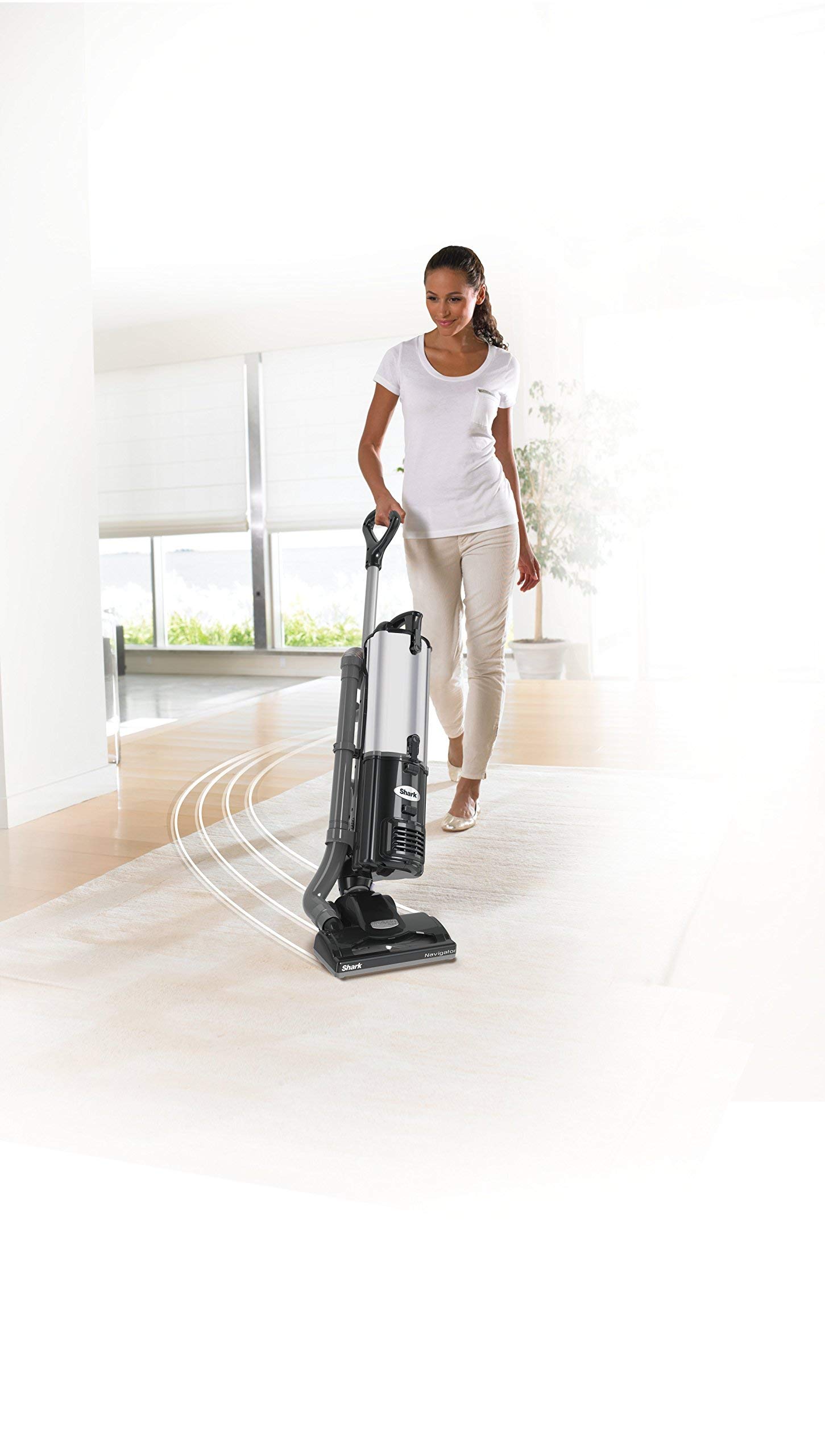 Shark Navigator Upright Corded Bagless Vacuum, Lightweight, Large Capacity for Carpet and Hard Floor Cleaning with Swivel Steering (NV27CH), Charcoal (Renewed)