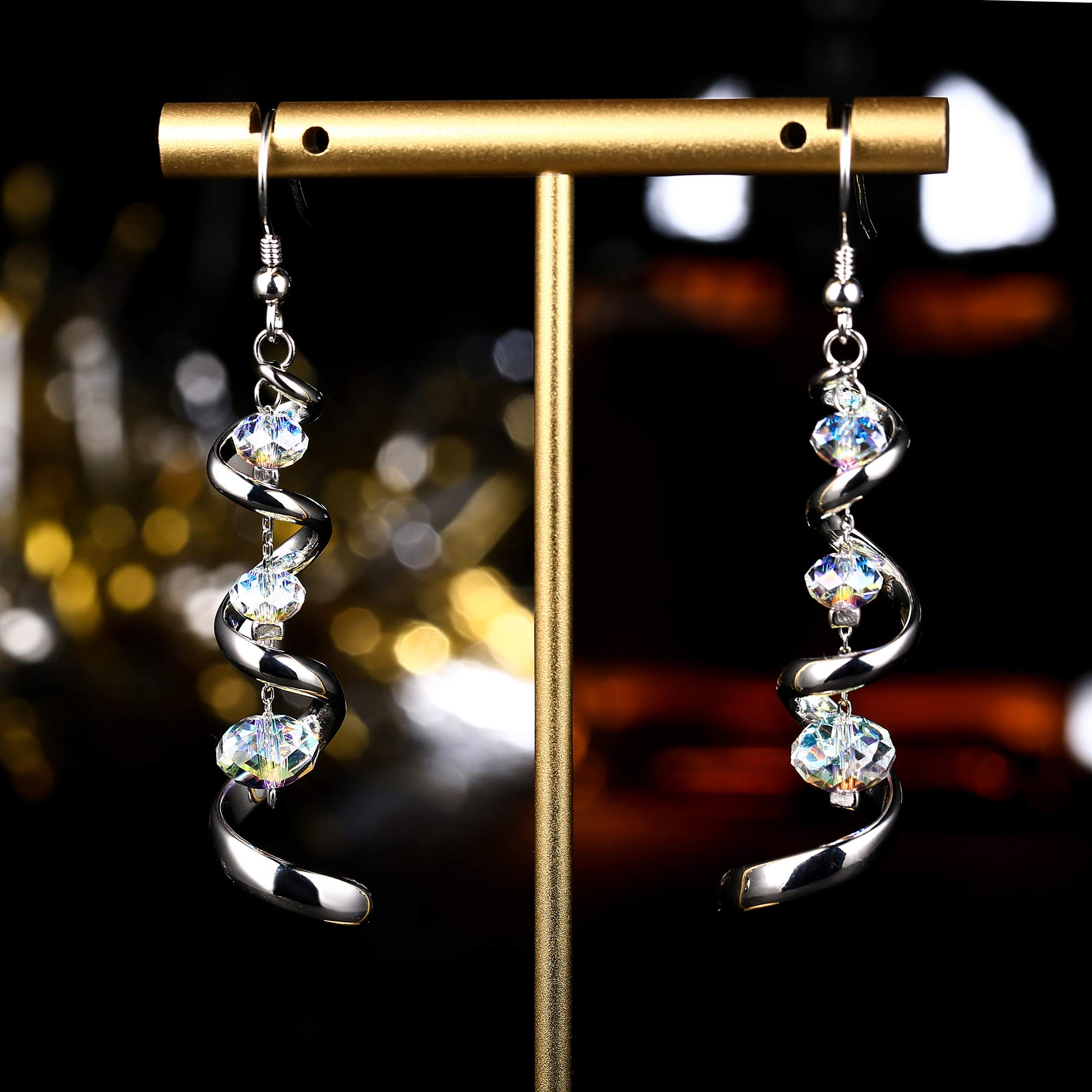 Sllaiss 925 Sterling Silver Post Austria Crystal Dangle Drop Earrings for Women Tassel Earrings for Anniversary Birthday