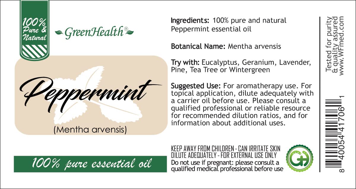 Peppermint Essential OIl - 100% Pure Essential Oil - 2 fl oz w/Glass Dropper
