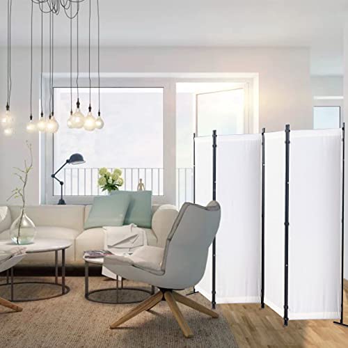 Partition Room Divider,4 Panel Room Dividers,Privacy Screen,Temporary Wall Divider for Home Office Hospital School Dorm(Cream White)