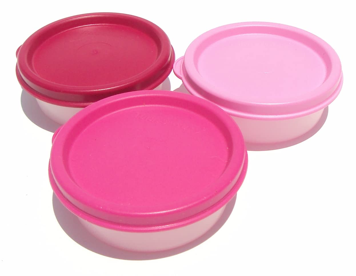 Tupperware Giant Smidget Half Size Snack Cup Small Bowl Set Shades of Pink