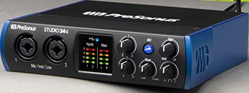 PreSonus Studio 24c 2x2, 192 kHz, USB Audio Interface with Studio One Artist and Ableton Live Lite DAW Recording Software
